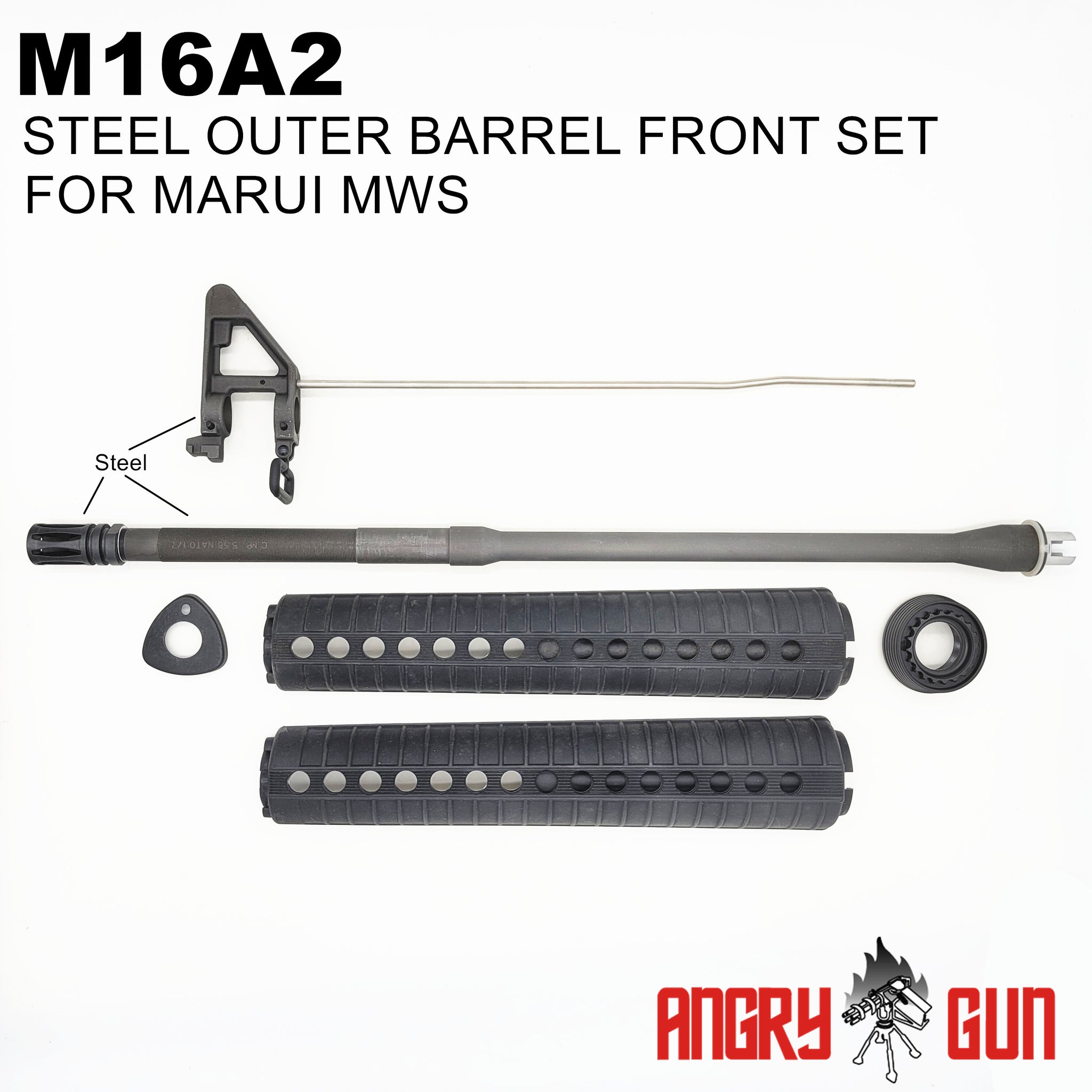 ANGRY GUN STEEL OUTER BARREL FRONT SET FOR M16A2 MWS GBB
