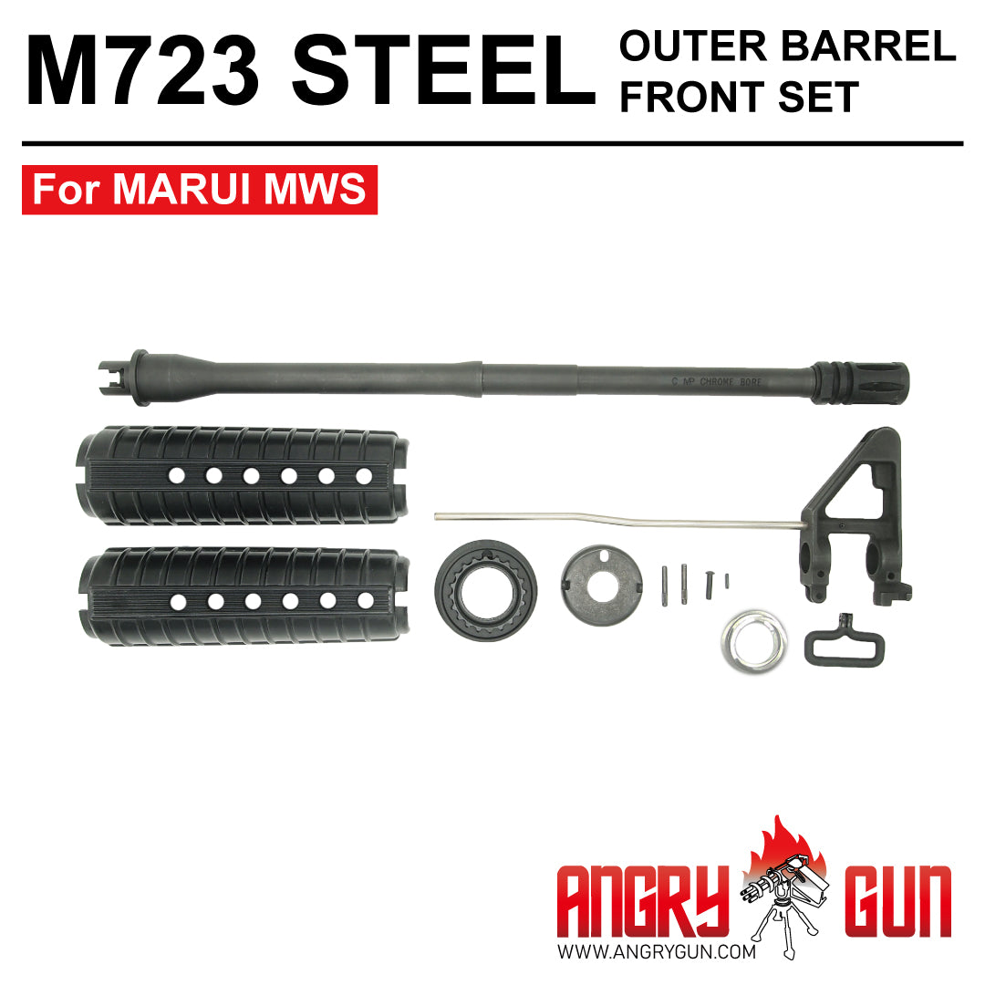 ANGRY GUN STEEL OUTER BARREL FRONT SET FOR MARUI M723/M733 MWS GBB ...
