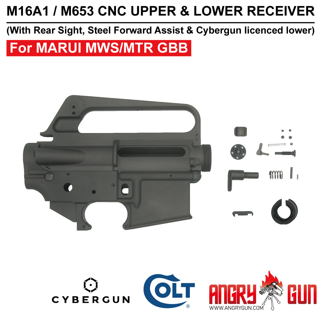 ANGRY GUN COLT M16A1 / M653 CNC アッパー＆ロワーレシーバー、マルイ TM MWS / MTR GBB用（CO
